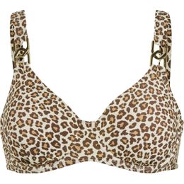feel good Damen Bikini-Oberteil champagner-schoko-bedruckt, Gr&ouml;&szlig;e 46D