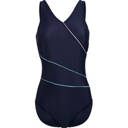 feel good Damen Badeanzug mit Paspelierung marine-aqua Gr&ouml;&szlig;e 50B