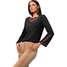 CR&Eacute;ATION L Damen Feinstrickpullover mit Spitzen-Details schwarz Gr&ouml;&szlig;e 40
