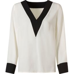Heine Damen Langarm-Bluse mit Kontrast-Blenden champagner Gr&ouml;&szlig;e 34