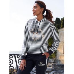 H.I.S. Damen Kapuzenpullover schwarz gestreift Gr&ouml;&szlig;e 36/38