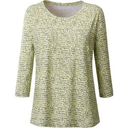 CR&Eacute;ATION L Damen 3/4-Arm-Shirt im Mix aus Baumwolle und Modal pistazie-steingrau-bedruckt Gr&ouml;&szlig;e 38