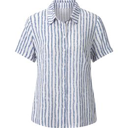 CR&Eacute;ATION L Damen Gestreifte Bluse mit kurzen &Auml;rmeln taubenblau-ecru-gestreift Gr&ouml;&szlig;e 40