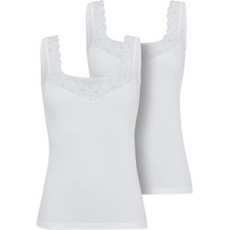 w&auml;schepur Damen Achselhemd mit floraler Spitze wei&szlig;, Gr&ouml;&szlig;e 38
