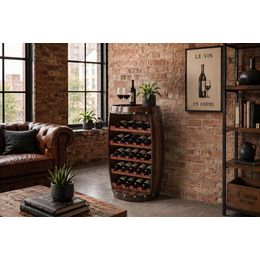 Riess Ambiente Massives Weinregal BODEGA 80cm coffee braun Pinie Fass-Bartisch f&uuml;r 23 Flaschen Riess-Ambiente Kolonial Shabby