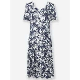 CR&Eacute;ATION L Damen Jerseykleid in leicht ausgestellter Form marine-ecru-bedruckt Gr&ouml;&szlig;e 40