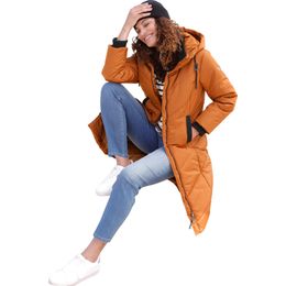 CR&Eacute;ATION L Damen Steppmantel mit Kapuze cognac Gr&ouml;&szlig;e 48