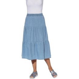CR&Eacute;ATION L Damen Jeansrock in Stufenform blue-bleached Gr&ouml;&szlig;e 36