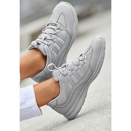 Lascana Damen Sneaker, Grau, Gr. 36, Sneakers & Schn&uuml;rer, Material: Leder