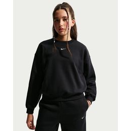 Nike Sportswear M&auml;dchen Sweatshirt "G NSW STUDIO FLC BXY OS LBR"schwarz, wei&szlig;, Gr. M, angeraute Sweatware, Obermaterial: 80% Baumwolle, 20%