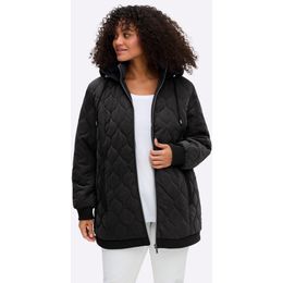sheego Damen Blousonschwarz, Gr. 44, unifarben, 89% Polyester, 11% Polyamid, Jacken