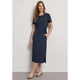 Street One Damen Jerseykleidschwarzest blau, Gr. 38, unifarben, Stoff, 95% Viskose, 5% Elasthan, Kleider, aus Viskose