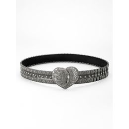 Damen Tailleng&uuml;rtel "Herz"silber, Basic, Gr. L, Collezione Alessandro, unifarben, Metall, G&uuml;rtel, elastischer Schuppeng&uuml;rtel mit Herzschlie&szlig;e