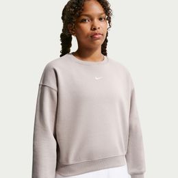 Nike Sportswear M&auml;dchen Sweatshirt "G NSW STUDIO FLC BXY OS LBR"moon particle, wei&szlig;, Gr. M, angeraute Sweatware, Obermaterial: 80% Baumwolle, 20%