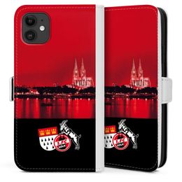 DeinDesign iPhone 11 Handy Klapph&uuml;lle Handyh&uuml;lle aus Kunst Leder wei&szlig; Flip Case 1. Fc K&ouml;ln Skyline Official Licensed Product Sideflip mit Lasche