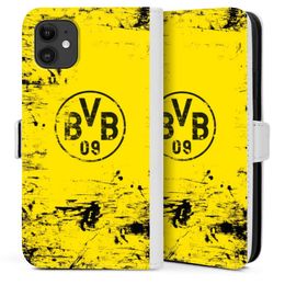DeinDesign iPhone 11 Handy Klapph&uuml;lle Handyh&uuml;lle aus Kunst Leder wei&szlig; Flip Case Bvb Official Licensed Product Borussia Dortmund Sideflip mit Lasche