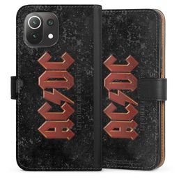 DeinDesign Xiaomi Mi 11 Lite 5G Handy Klapph&uuml;lle Handyh&uuml;lle aus Kunst Leder schwarz Flip Case Acdc Logo Merchandise Sideflip mit langer Lasche