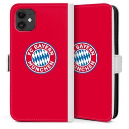 DeinDesign iPhone 11 Handy Klapph&uuml;lle Handyh&uuml;lle aus Kunst Leder wei&szlig; Flip Case Fc Bayern M&uuml;nchen Fcb Logo Sideflip mit Lasche