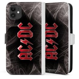 DeinDesign iPhone 11 Handy Klapph&uuml;lle Handyh&uuml;lle aus Kunst Leder wei&szlig; Flip Case Merchandise Acdc Logo Sideflip mit Lasche