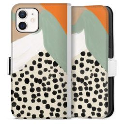 DeinDesign iPhone 12 Handy Klapph&uuml;lle Handyh&uuml;lle aus Kunst Leder wei&szlig; Flip Case Abstract Boho Kunst Sideflip mit Lasche