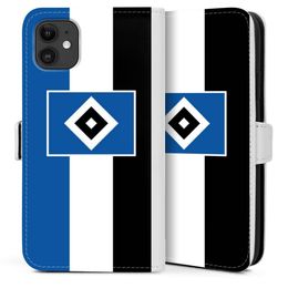 DeinDesign iPhone 11 Handy Klapph&uuml;lle Handyh&uuml;lle aus Kunst Leder wei&szlig; Flip Case Stripes Hamburger Sv Hsv Sideflip mit Lasche