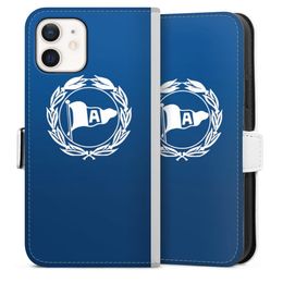 DeinDesign iPhone 12 Handy Klapph&uuml;lle Handyh&uuml;lle aus Kunst Leder wei&szlig; Flip Case Arminia Bielefeld Soccer Official Licensed Product Sideflip mit Lasche