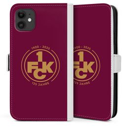 DeinDesign iPhone 11 Handy Klapph&uuml;lle Handyh&uuml;lle aus Kunst Leder wei&szlig; Flip Case 125 Jahre 1. Fc Kaiserslautern 1. Fck Sideflip mit Lasche