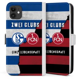 DeinDesign iPhone 11 Handy Klapph&uuml;lle Handyh&uuml;lle aus Kunst Leder wei&szlig; Flip Case Friendship 1. Fc N&uuml;rnberg Fc Schalke 04 Sideflip mit Lasche