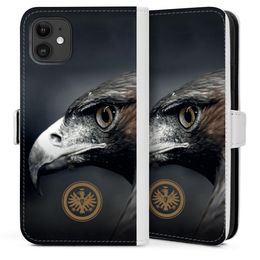 DeinDesign iPhone 11 Handy Klapph&uuml;lle Handyh&uuml;lle aus Kunst Leder wei&szlig; Flip Case Eintracht Frankfurt Eagle Official Licensed Product Sideflip mit Lasche
