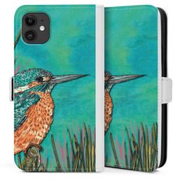 DeinDesign iPhone 11 Handy Klapph&uuml;lle Handyh&uuml;lle aus Kunst Leder wei&szlig; Flip Case Painting Bird Animals Sideflip mit Lasche