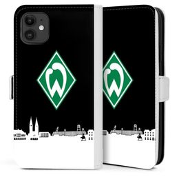 DeinDesign iPhone 11 Handy Klapph&uuml;lle Handyh&uuml;lle aus Kunst Leder wei&szlig; Flip Case Skyline Sv Werder Bremen Official Licensed Product Sideflip mit Lasche