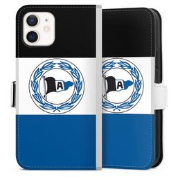 DeinDesign iPhone 12 Handy Klapph&uuml;lle Handyh&uuml;lle aus Kunst Leder wei&szlig; Flip Case Official Licensed Product Arminen Arminia Bielefeld Sideflip mit Lasche