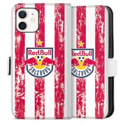 DeinDesign iPhone 12 Handy Klapph&uuml;lle Handyh&uuml;lle aus Kunst Leder wei&szlig; Flip Case Stripes Fc Red Bull Salzburg Official Licensed Product Sideflip mit Lasche