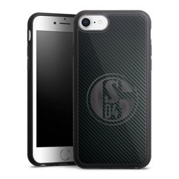 DeinDesign iPhone SE (2020) Handy Gallery Case Handyh&uuml;lle 9H Geh&auml;rtetes Glas R&uuml;ckseite H&uuml;lle Carbon Metallic Look Fc Schalke 04 Gallery Case