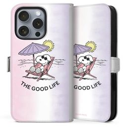 DeinDesign iPhone 16 Pro Max Handy Klapph&uuml;lle Handyh&uuml;lle aus Kunst Leder wei&szlig; Flip Case Snoopy Official Licensed Product Peanuts Sideflip mit Lasche