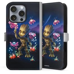 DeinDesign iPhone 16 Pro Max Handy Klapph&uuml;lle Handyh&uuml;lle aus Kunst Leder wei&szlig; Flip Case Baby Groot Marvel Guardians Of The Galaxy Sideflip mit Lasche