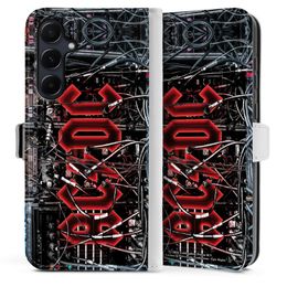 DeinDesign Galaxy A35 5G Handy Klapph&uuml;lle Handyh&uuml;lle aus Kunst Leder wei&szlig; Flip Case Merchandise Acdc Official Licensed Product Sideflip mit Lasche