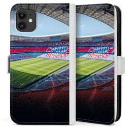 DeinDesign iPhone 11 Handy Klapph&uuml;lle Handyh&uuml;lle aus Kunst Leder wei&szlig; Flip Case Fcb Fc Bayern M&uuml;nchen Stadium Sideflip mit Lasche