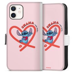 DeinDesign iPhone 12 Handy Klapph&uuml;lle Handyh&uuml;lle aus Kunst Leder wei&szlig; Flip Case Heart Lilo & Stitch Disney Sideflip mit Lasche