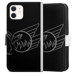 DeinDesign iPhone 12 Handy Klapph&uuml;lle Handyh&uuml;lle aus Kunst Leder wei&szlig; Flip Case Adler Mannheim Ice Hockey Sports Sideflip mit Lasche