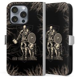 DeinDesign iPhone 16 Pro Max Handy Klapph&uuml;lle Handyh&uuml;lle aus Kunst Leder wei&szlig; Flip Case Tv Show Designs Wikinger Vikings Sideflip mit Lasche