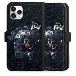 DeinDesign iPhone 11 Pro Handy Klapph&uuml;lle Handyh&uuml;lle aus Kunst Leder schwarz Flip Case Marvel Venom Spiderman Sideflip mit Lasche