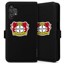 DeinDesign Galaxy A32 5G Handy Klapph&uuml;lle Handyh&uuml;lle aus Kunst Leder schwarz Flip Case Official Licensed Product Bayer 04 Leverkusen Logo Sideflip mit langer 
