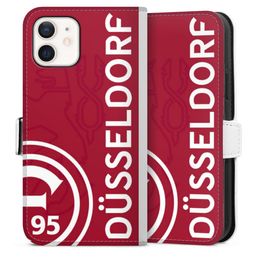 DeinDesign iPhone 12 Handy Klapph&uuml;lle Handyh&uuml;lle aus Kunst Leder wei&szlig; Flip Case Lettering F95 Fortuna D&uuml;sseldorf Sideflip mit Lasche