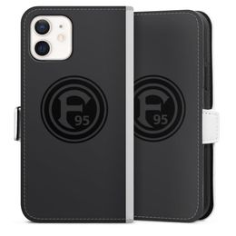 DeinDesign iPhone 12 Handy Klapph&uuml;lle Handyh&uuml;lle aus Kunst Leder wei&szlig; Flip Case F95 Fortuna D&uuml;sseldorf Logo Sideflip mit Lasche