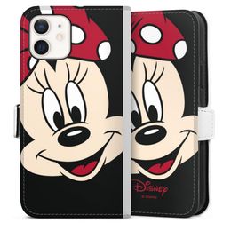 DeinDesign iPhone 12 Handy Klapph&uuml;lle Handyh&uuml;lle aus Kunst Leder wei&szlig; Flip Case Disney Minnie Mouse Official Licensed Product Sideflip mit Lasche