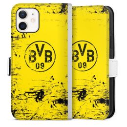 DeinDesign iPhone 12 Handy Klapph&uuml;lle Handyh&uuml;lle aus Kunst Leder wei&szlig; Flip Case Bvb Official Licensed Product Borussia Dortmund Sideflip mit Lasche