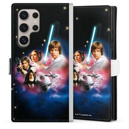 DeinDesign Galaxy S24 Ultra Handy Klapph&uuml;lle Handyh&uuml;lle aus Kunst Leder wei&szlig; Flip Case Star Wars Lightsaber Merchandise Sideflip mit Lasche