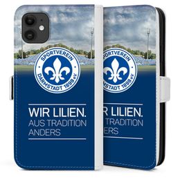 DeinDesign iPhone 11 Handy Klapph&uuml;lle Handyh&uuml;lle aus Kunst Leder wei&szlig; Flip Case Official Licensed Product Sv Darmstadt 98 Coat Of Arms Sideflip mit Lasche