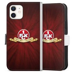 DeinDesign iPhone 12 Handy Klapph&uuml;lle Handyh&uuml;lle aus Kunst Leder wei&szlig; Flip Case Logo 1. Fc Kaiserslautern Official Licensed Product Sideflip mit Lasche